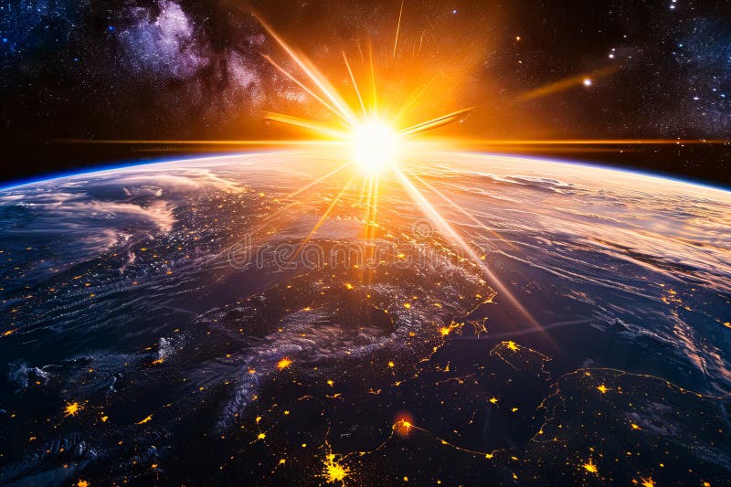 The Sun Rising Over the Earth Stock Image - Image of continent, earth ...