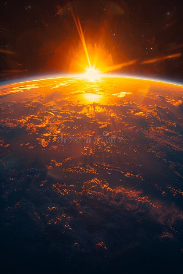 The Sun Rising Over the Earth Stock Image - Image of atmosphere, sunset ...