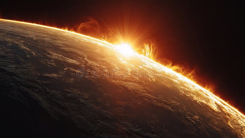 The Sun Rising Over the Earth Stock Image - Image of color, bright ...