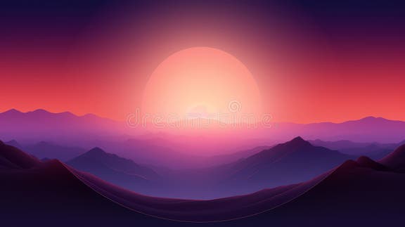 The Sun is Rising Over the Mountains in this Illustration Stock ...