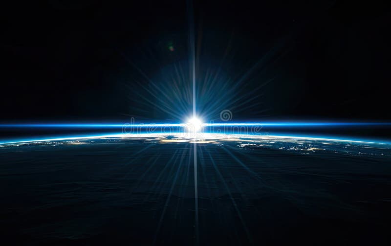 The Sun is Rising Over the Planet Earth in Outer Space Stock Photo ...