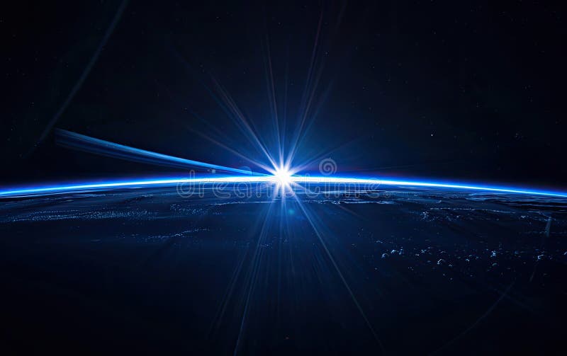 The Sun is Rising Over the Planet Earth in Outer Space Stock Image ...