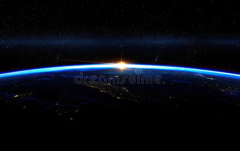 The Sun is Rising Over the Planet Earth in Outer Space Stock Image ...