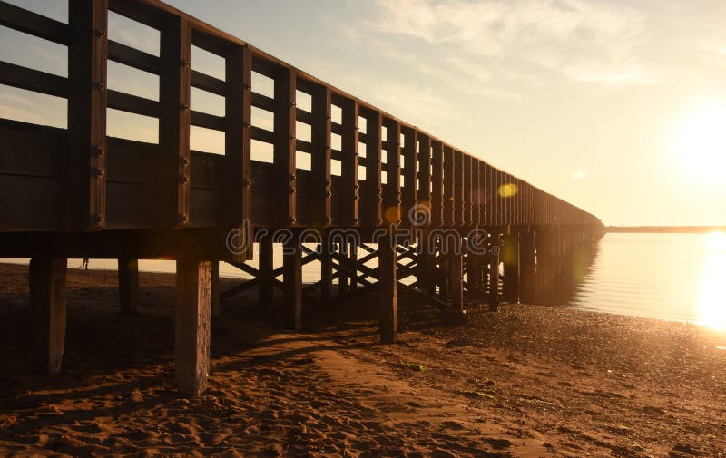 Sun Rising Over Powder Point Bridge in Duxbury Stock Photo - Image of ...