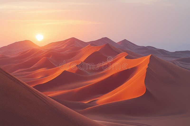 Sun Rising Over Sand Dunes in a Desert Landscape Stock Image - Image of ...