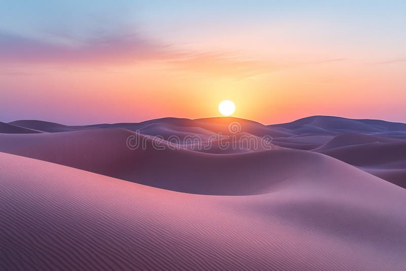Sun Rising Over Sand Dunes in a Desert Landscape Stock Image - Image of ...