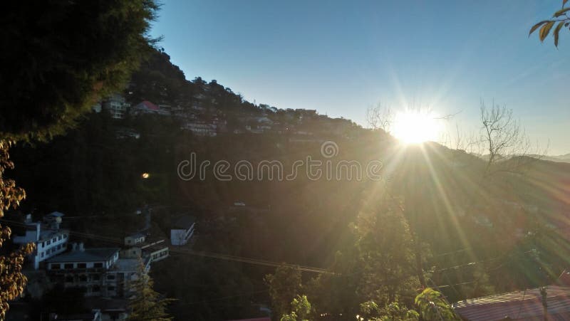 Sun rising stock image. Image of location, morning, hill - 132392765