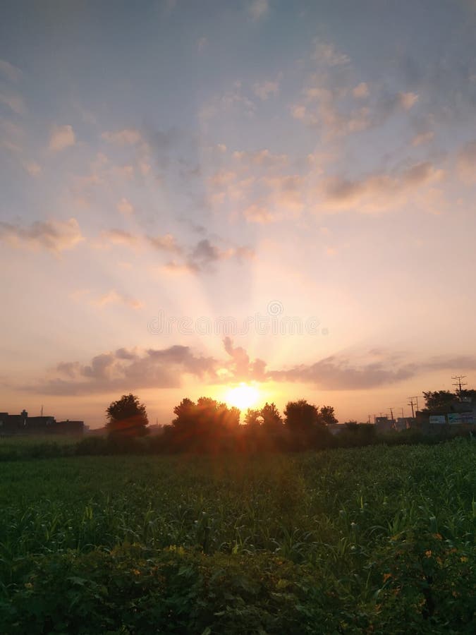 Sun rising scene stock photo. Image of scene, cloud - 254732442