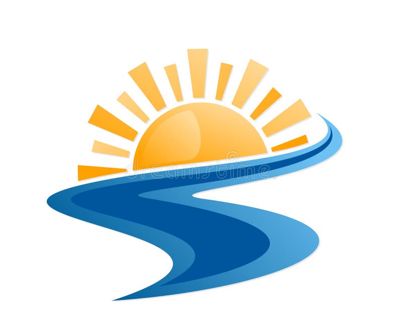 Sun and River Symbol. stock vector. Illustration of sunset - 224387768