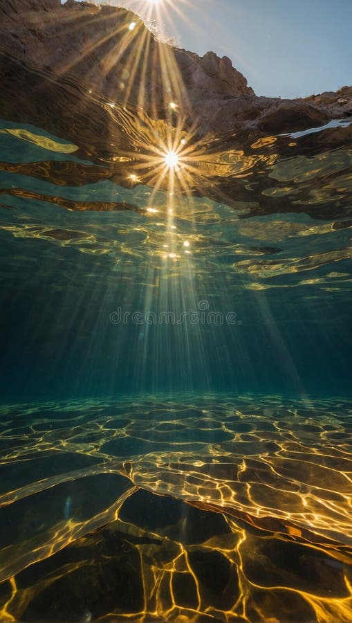 The Sun S Golden Rays Reflecting Off the Surface of a Crystal Clear ...