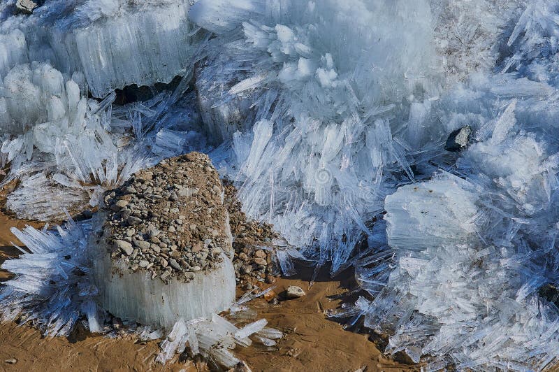 The Sun S Rays Break Down Ice Monoliths into Sharp Rays. Stock Photo ...