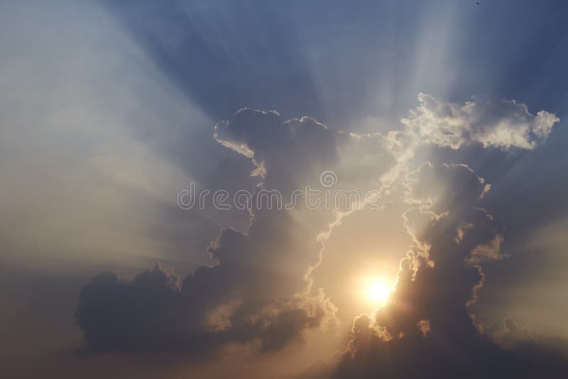Sun`s rays from the clouds stock photo. Image of silver - 107176650