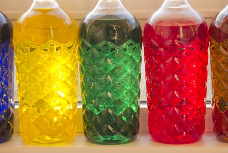 Colored plastic bottles stock photo. Image of beautiful - 149922358