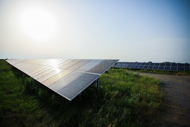 The Sun S Rays Fall Beautifully on Solar Panels Stock Image - Image of ...