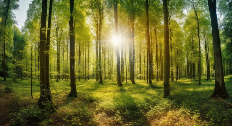 The Sun S Rays Illuminate the Forest, Creating a Captivating Panorama ...