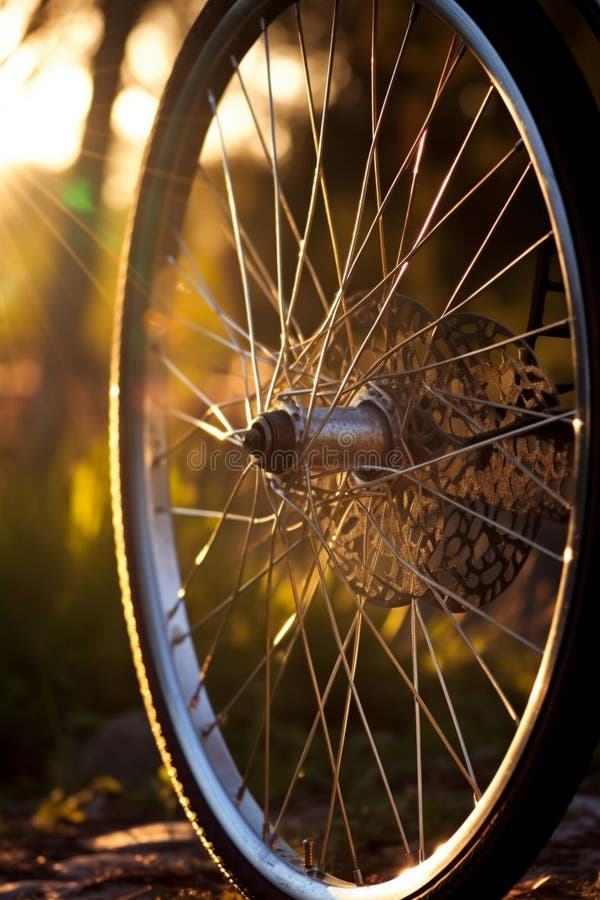 The Sun S Rays Pass through the Spokes on a Bicycle Wheel. AI Generated ...