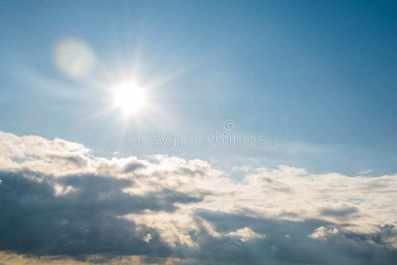 The Sun`s Rays Shine through the Clouds. Cloudy Sky, Background Stock ...