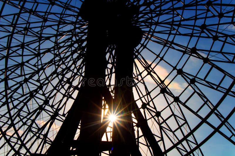 The Sun`s Rays Shine through the Construction of a Carousel. Stock ...