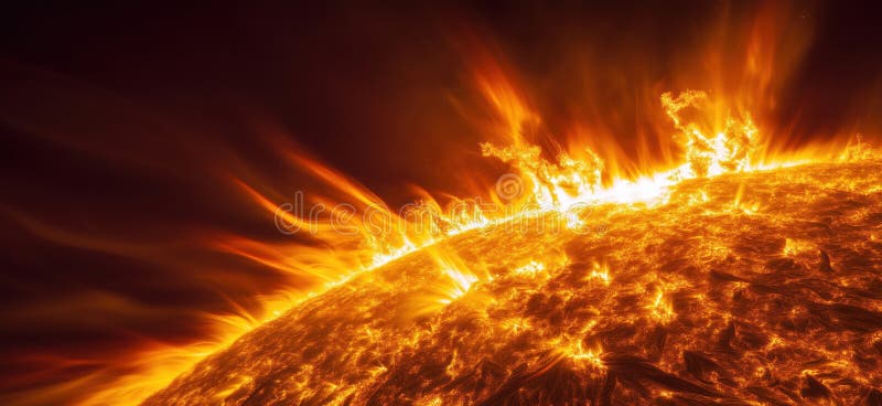 Sun S Surface with Solar Flares and Plasma Eruptions, Fiery Details ...