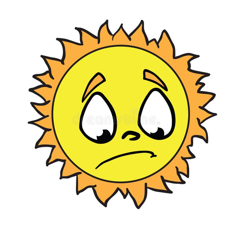 Sun sad stock illustration. Illustration of bright, character - 125217733