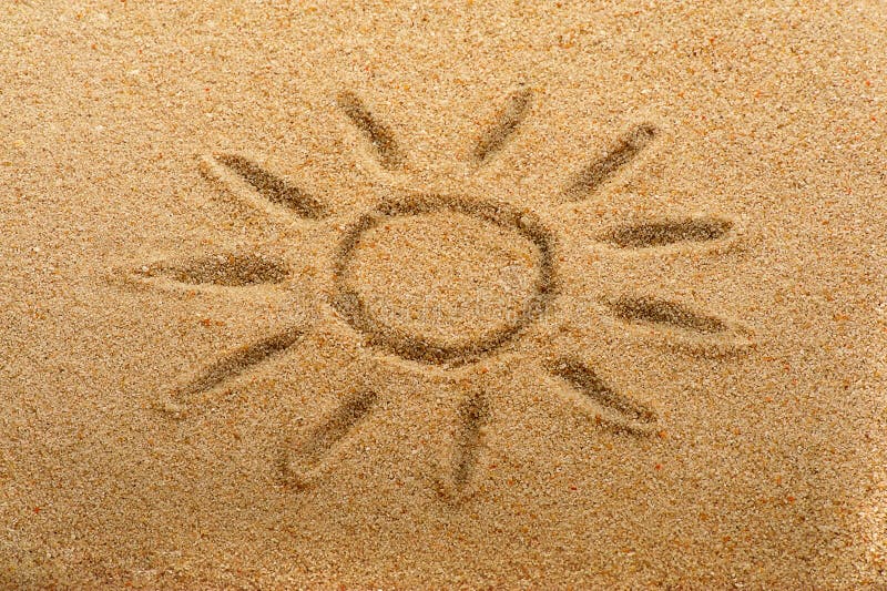 Sun on sand stock image. Image of particle, handwriting - 7920559