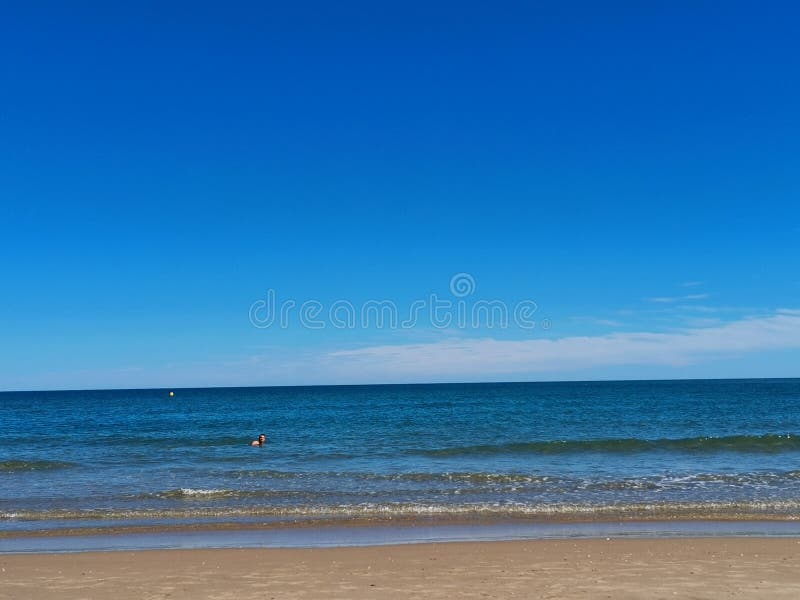 Sun Sand Beach and Mediteranean Stock Photo - Image of coast, cloud ...