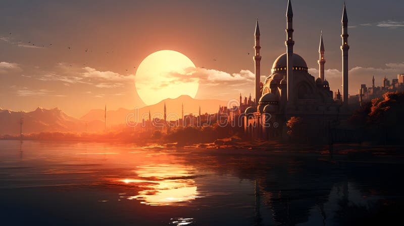 Sun Saying Goodbye in a Ramadan Day Stock Photo - Image of architecture ...