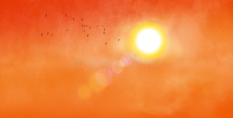 Sun in Scorching Summer Day in Heat Wave Stock Image - Image of orange ...