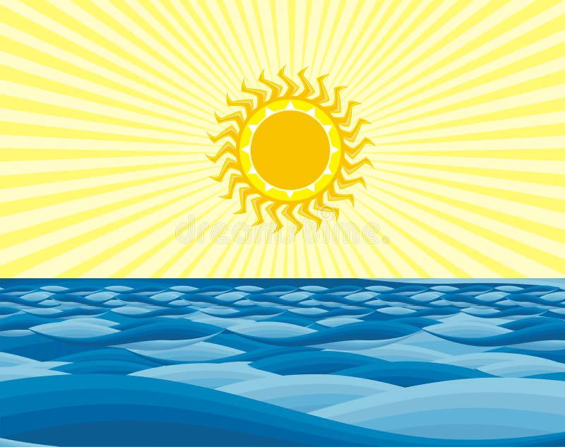 Sun and sea stock illustration. Illustration of design - 14429914