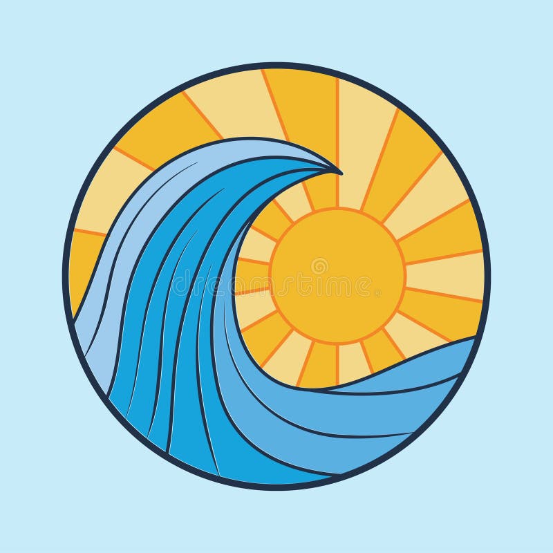 Sun And Sea Illustration Vector Graphic Which Represents Sunset