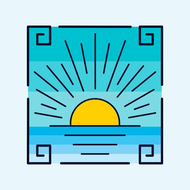 Sun and Sea Illustration. Vector Graphic Which Represents Sunset ...