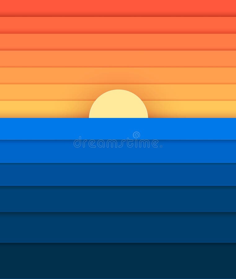 Sun and Sea from Paper, Modern Banner for Design Stock Vector ...