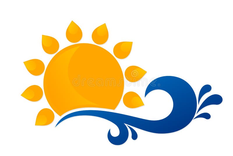 Sun and Sea Symbol. stock vector. Illustration of water - 223778309