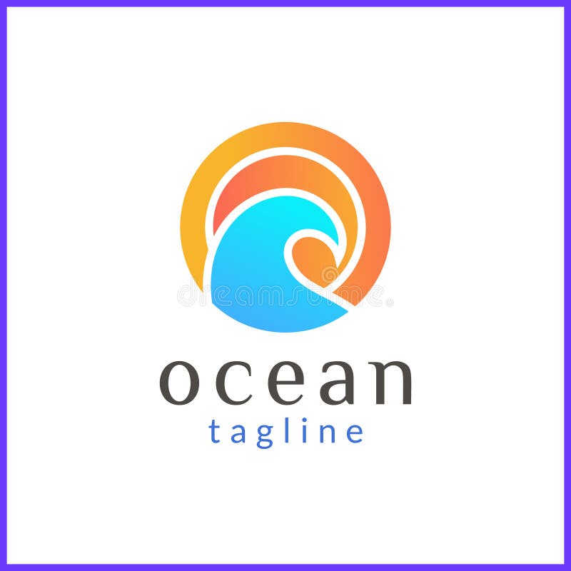Sun and Sea Wave Logo Design Abstract Circle Shape Stock Vector ...