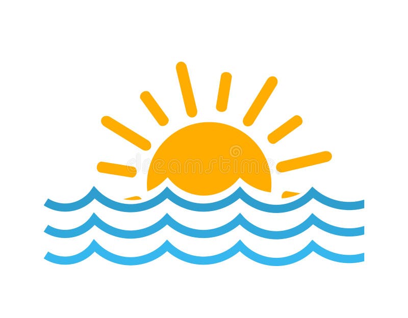 Sun and sea waves symbol stock vector. Illustration of graphic - 142955967