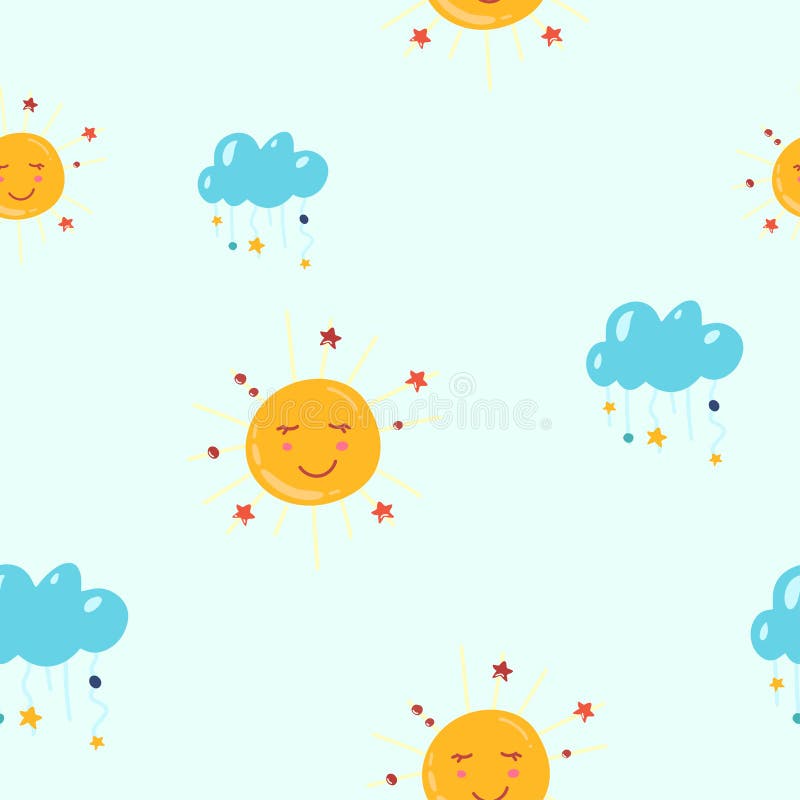 Sun Seamless Pattern Background. Business Flat Vector Illustration ...