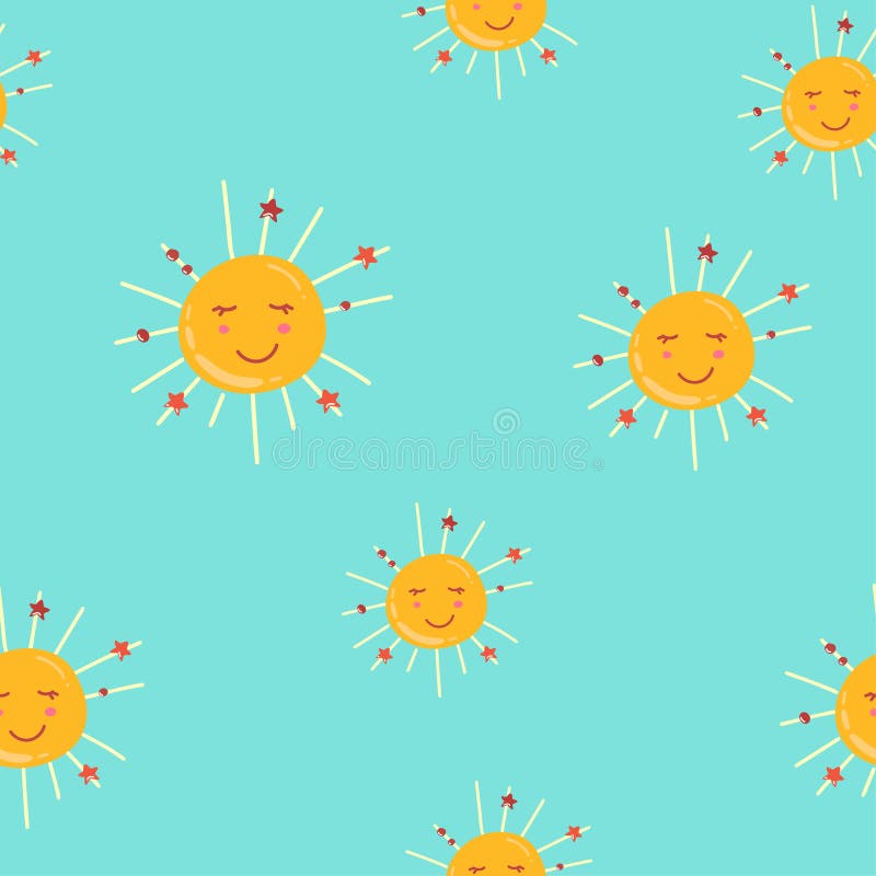 Sun Seamless Pattern Background. Business Flat Vector Illustration ...