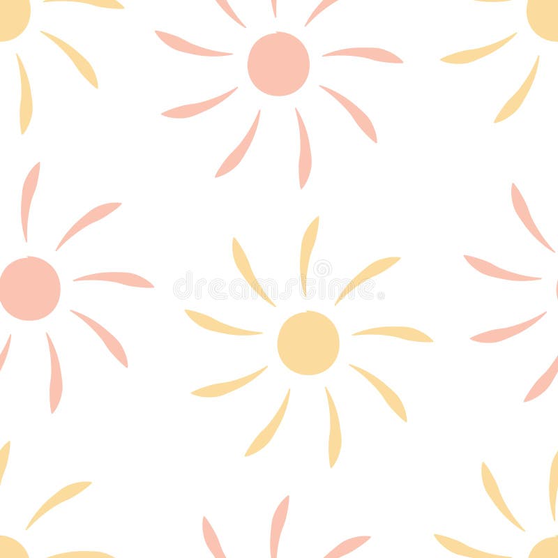 Sun. Seamless Pattern. Infinitely Repeating Celestial Ornament. Flat ...
