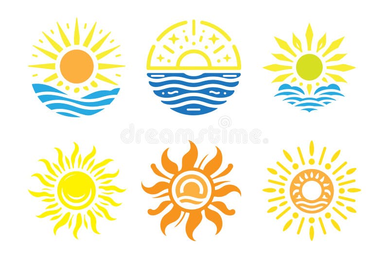Sun and See Vector Art Illustrations. Stock Vector - Illustration of ...