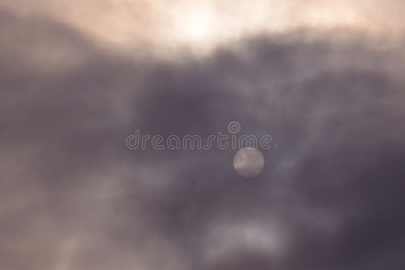 The Sun Seen As a Circle Filtered through the Fog Stock Image - Image ...