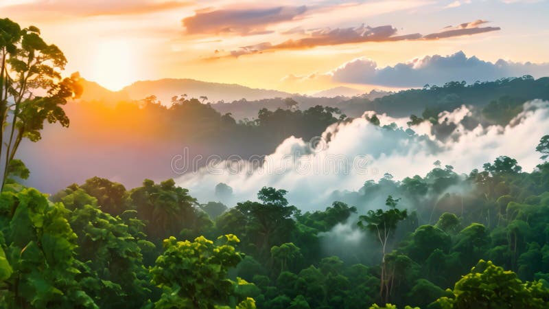 The Sun is Seen Descending Below the Horizon Casting a Warm Glow Over a ...