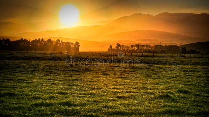 Sun set stock image. Image of queenstown, pasture, scenic - 20974711