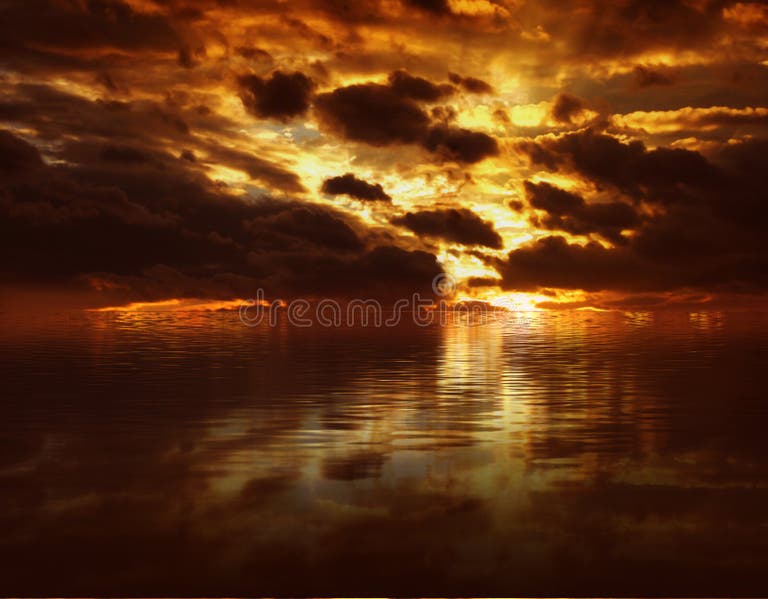 Sun set stock image. Image of sunset, ocean, clouds, calmness - 4991807