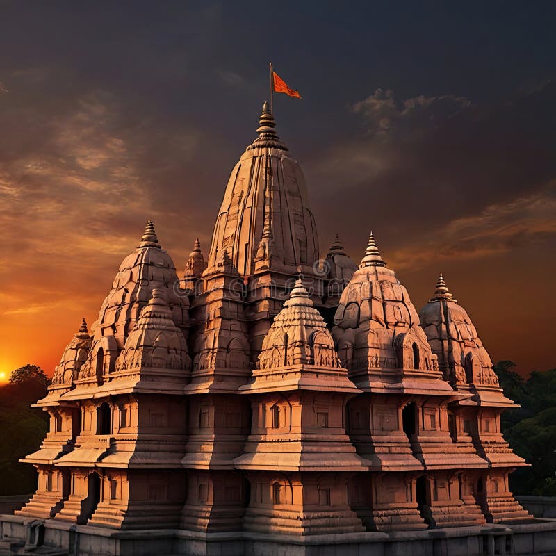 The Sun Set on Another Day in Ayodhya Hindu Temple AI Generated Image ...
