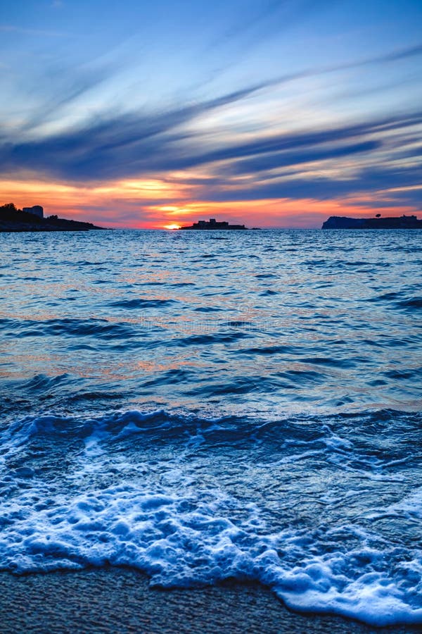 Sea Foam and the Island on the Back. Stock Image - Image of back ...