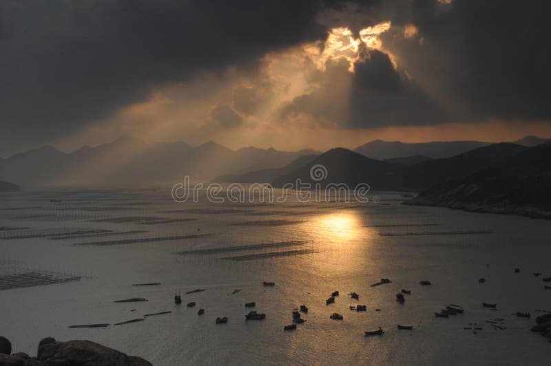 Sun set of China stock photo. Image of xiapu, sunlight - 25079744