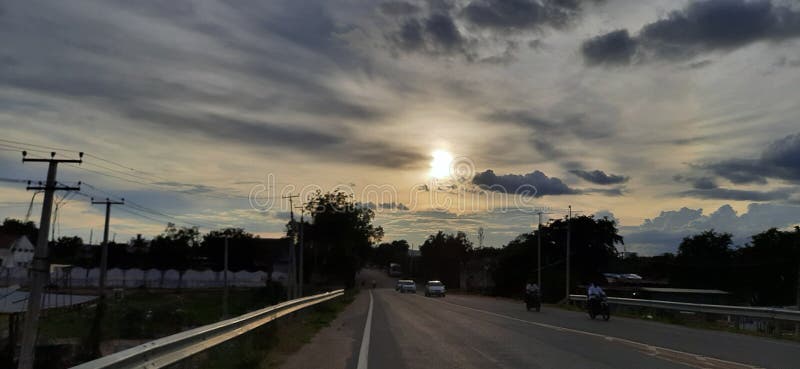 Sun Set with Cool Environment and Clouds Stock Photo - Image of sunset ...