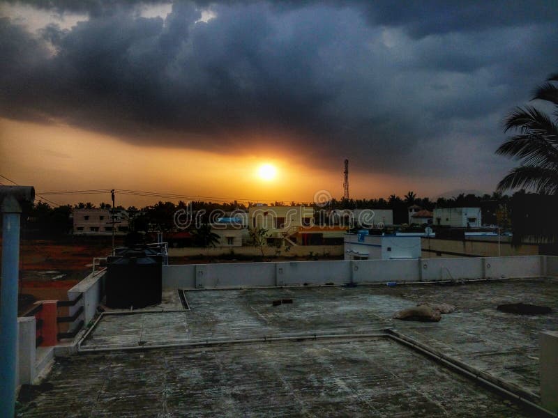 Sun Set Evening at the Terrace with Nature& X27;s Beauty Stock Image ...