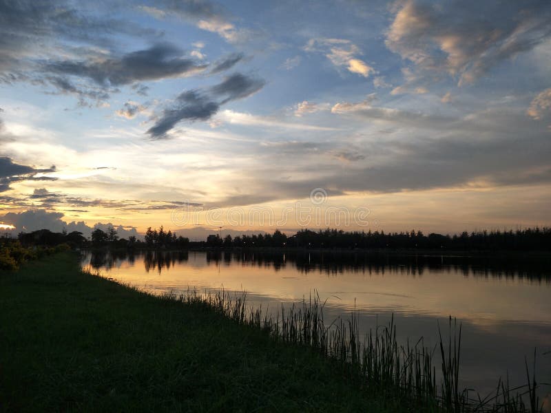 Sun set every evening stock image. Image of river, morning - 198145459