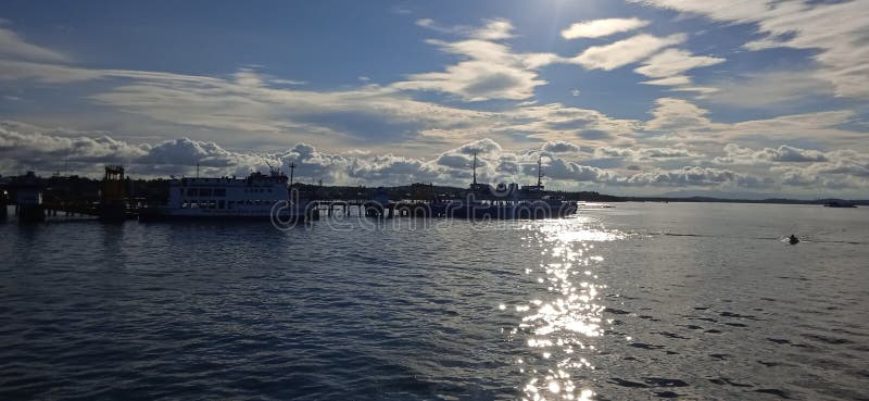 Sun set in the harbour stock image. Image of harbor - 263777603